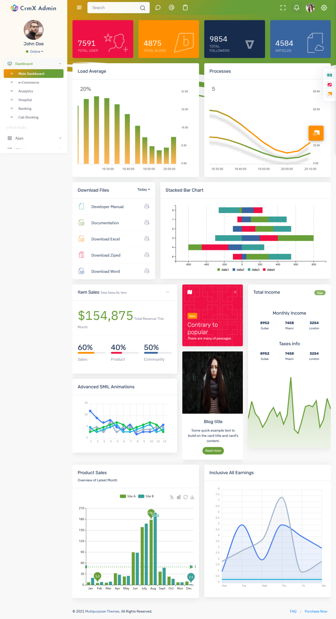 Most Effective Multicolor Admin Panel Dashboard - CrmX Admin