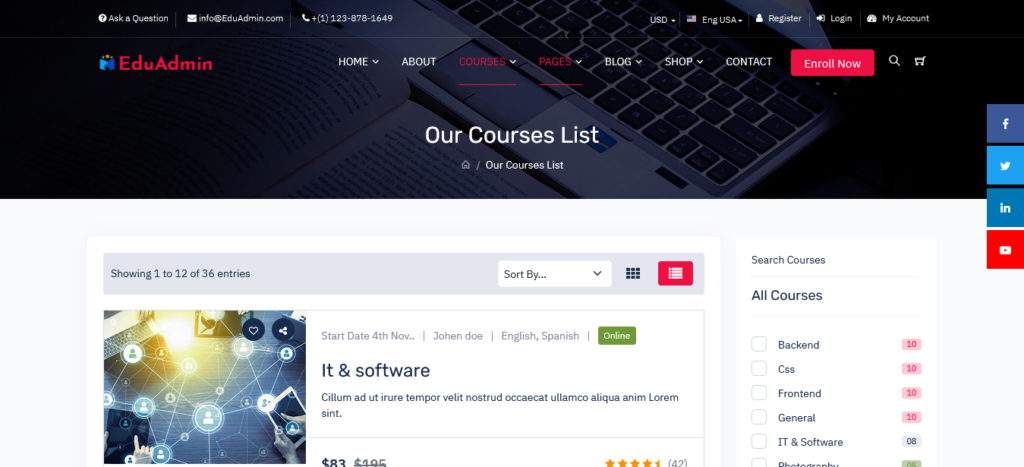 Modernize Your Education App with LMS Software Dashboard - EduAdmin