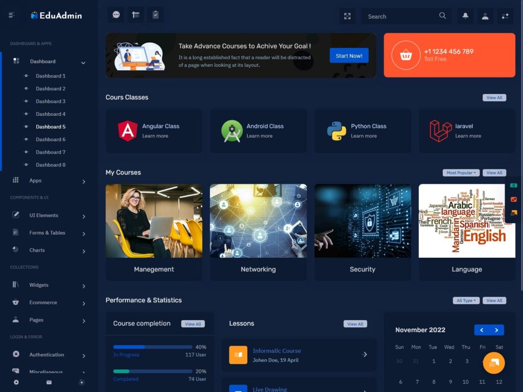 Creating a Online Course Dashboard with a LMS Dashboard Templates