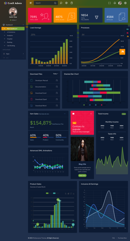 New Multi color CRM Dashboard Ui Kit - CrmX Admin Ui Framwork