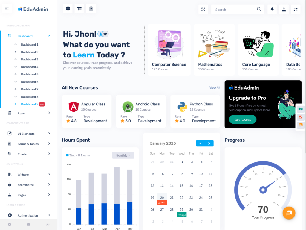 EduAdmin - Learning App Template with Dashboard UI Design