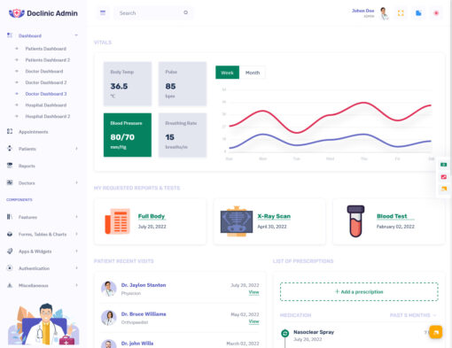 Healthcare Dashboard Template on Bootstrap HTML WebApp