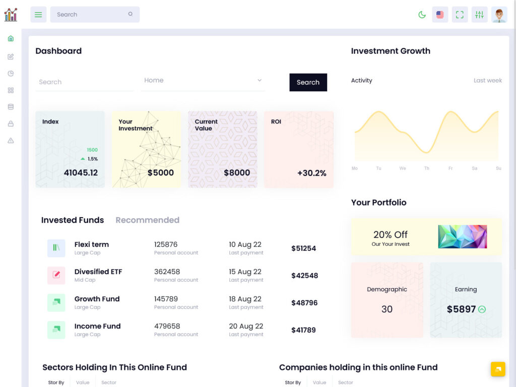 Create Investment Web App with Invest Software Dashboard