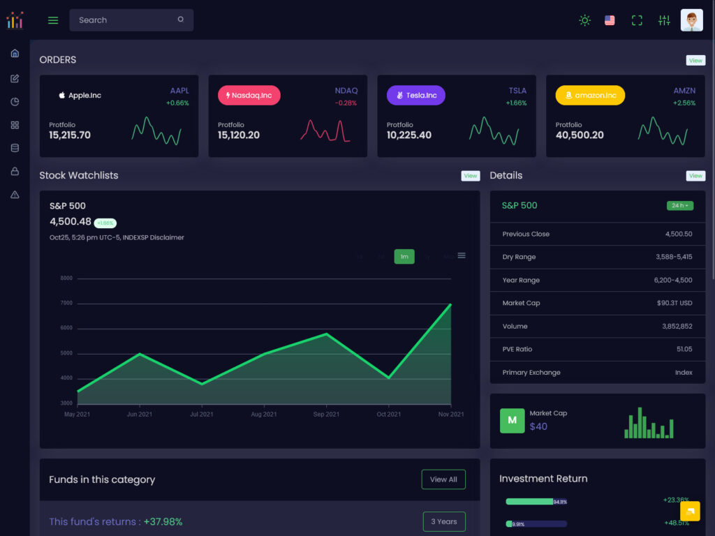 Create Investment Web App with Invest Software Dashboard