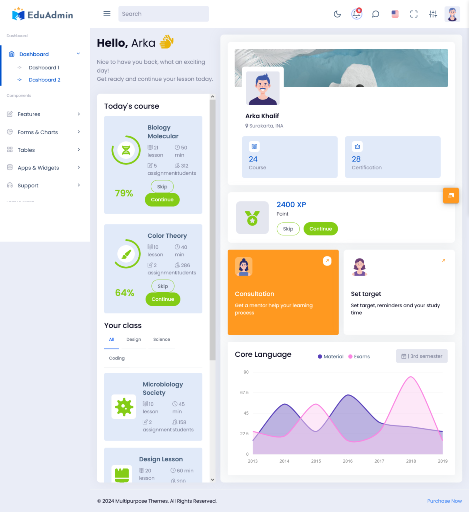 Boost Learning App With Tailwind Css Dashboard Templates Eduadmin
