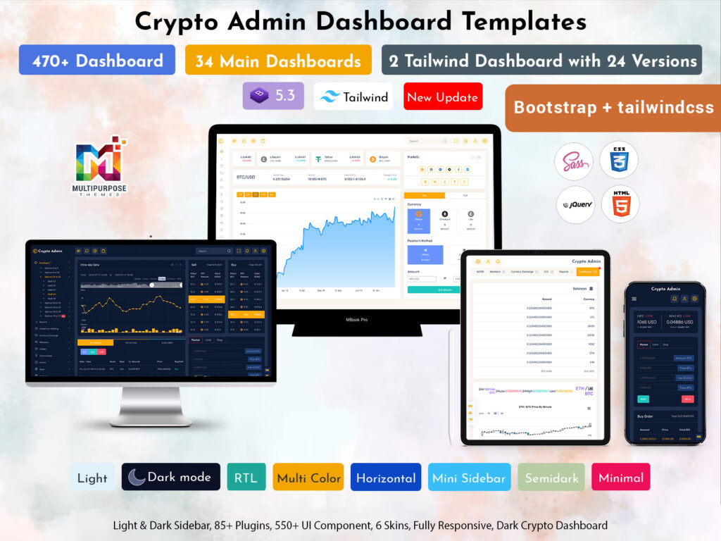 Cryptocurrency Dashboard Admin Template - MultiPurpose Themes