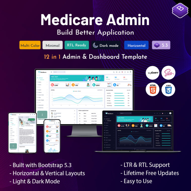 Medicare Admin - Medical Software Dashboard Template