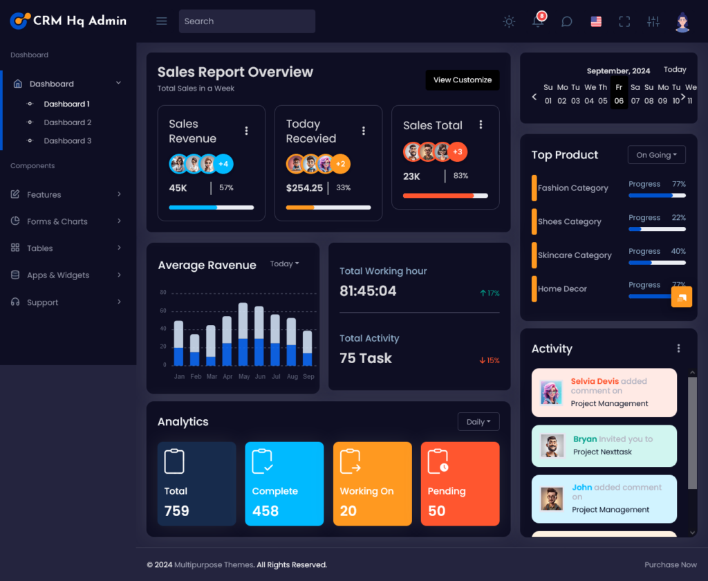 Powerful CRM Insights with Bootstrap 5 Dashboard Template