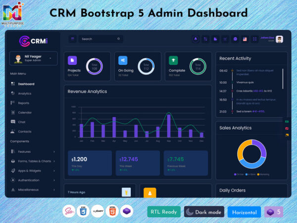 Bootstrap 5 Admin Template for Advanced CRM & Business Analytics