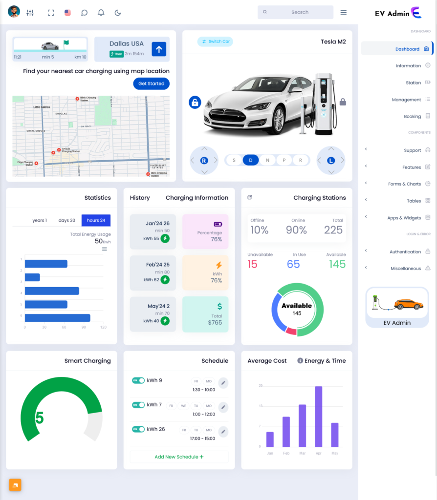 EV Charging Management Dashboard - Smart EV Management System