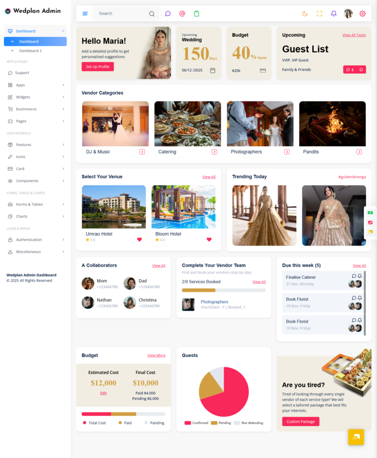 20+ Different Styles Wedding Dashboard to Plan Wedding